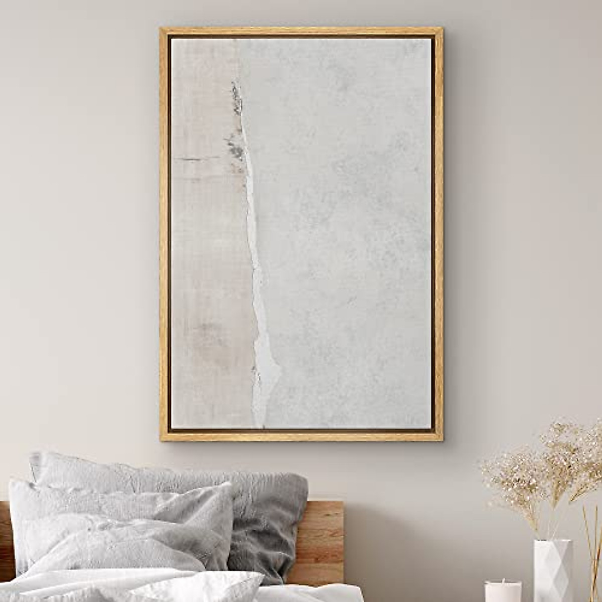 SIGNWIN Framed Canvas Print Wall Art Gray Tan Watercolor Pastel Color Field Abstract Shapes Illustrations Modern Art Decorative Contemporary Chic for Living Room, Bedroom, Office - 24"x36" Natural