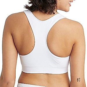 Champion, Infinity Racerback, Moderate Support, Seamless Sports Bra for Women, White, Large