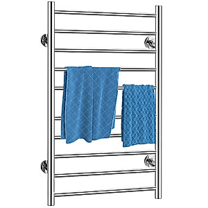Towel Warmer Rack, 10 Bars Wall Mounting Towel Warmers for Bathroom, Aluminum Heated Towel Rack Towel Heater Plug-in Heated Towel Rack Silver 20.90in