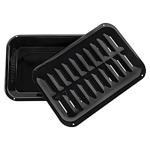 Certified Appliance Accessories Heavy-Duty Porcelain 8.5-In. x 12.75-In. Broiler Pan & Grill Set Black (50008)