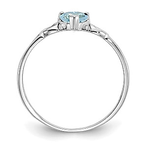 IceCarats 10K White Gold Blue Aquamarine Heart Love Ring Gemstone Band March Birthstone Jewelry Size 6