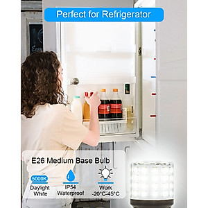 KEI D34L Refrigerator Bulb 3.5W 40 watt 120V Replacement, Compact Bright E26 Medium Base Corn Lamp for Fridge Freezer Appliance Home Lighting, A15 T10 Tubular Daylight White 5000K 580LM, 2 Pack