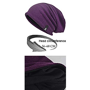 VECRY Mens Slouchy Beanie Knit Skull Cap Long Baggy Hip-hop Winter Summer Hat B305 (B305-Black)