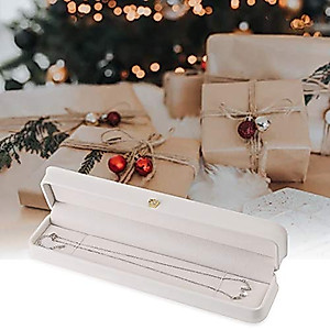 iSuperb Set of 2 Long Chain Necklace Box Velvet Interior Jewelry Gift Box Case Necklace Pendant Box Bracelet Box Jewelry Display for Wedding Engagment