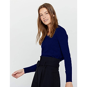 State Cashmere Women’s Essential V-Neck Sweater 100% Pure Cashmere Classic Long Sleeve Pullover (Navy, XX-Large)