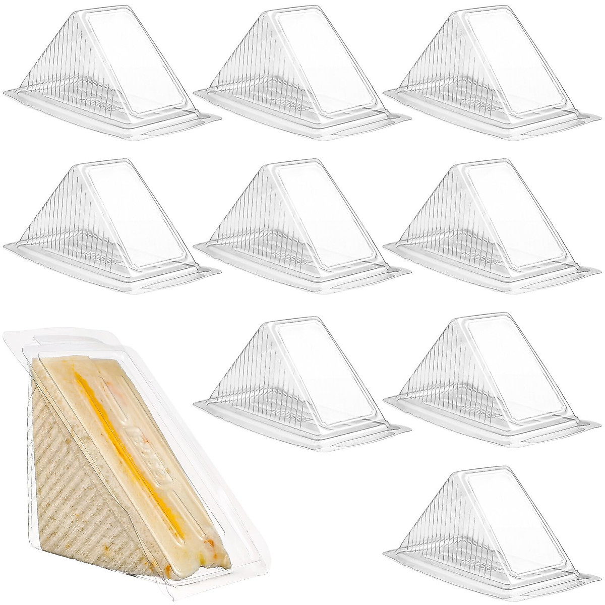 Cabilock 50pcs Sandwich Packing Boxes Food Containers Clear Sandwich Case Sandwich Triangle Boxes Take Out Containers for Sandwich Cake Dessert,Hamburger