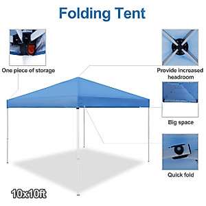 F2C Foldable Adjustable 10x10 FT Pop Up Canopy Tent, Outdoor Waterproof Sun Protection Shelter with Wheeled Carry Bag for Camping Picnic Wedding Party, Blue