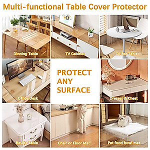 36 x 60 Inch 5ft Clear Plastic Dining Table Protector Tablecloth Desk Pad Mat Wooden Furniture Coffee Glass End Side Bistro Table Cloth Top Protection Countertop Cover Waterproof Rectangular PVC Vinyl