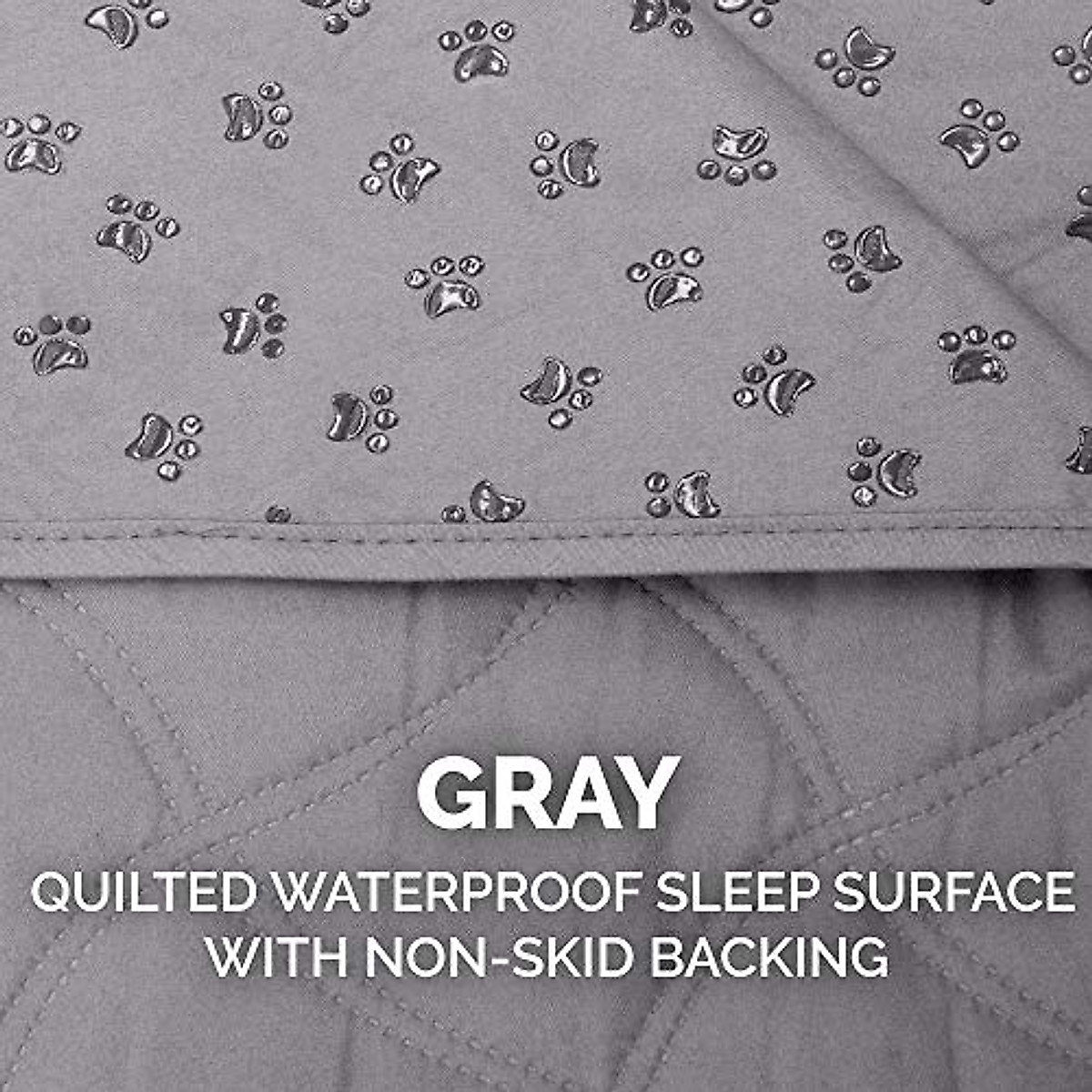 Furhaven XL/King Size Waterproof & Non Slip Quilted Twill Mattress Furniture Protector Cover, Washable - Gray, Jumbo/King Size