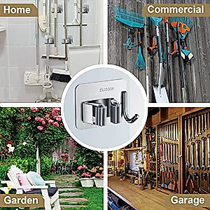 ATTEASAY 4 PCS Broom Holder, broom bracket mop bracket, Broom Gripper Holds Self Adhesive Broom and Dustpan Hanger for Home, Kitchen, Garden, Garage Storage Systems