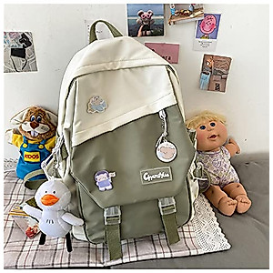 Zhousanjian Fashion Kawaii Backpack with Cute AccessoriesLarge Capacity Kawaii Girl Backpack Cute Aesthetic Backpack for School (green,one size)