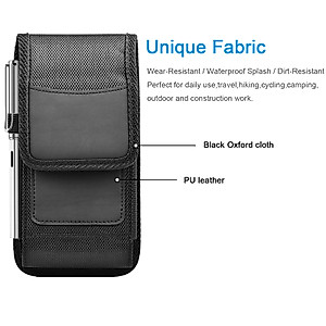 Tiflook Phone Holster for Samsung Galaxy S24 S23 S22 S21 Ultra S20 FE S10 A02S A12 A13 A32 A51 A52 Note 20 Ultra Note 10 Plus Nylon Cell Phone Pouch Belt Holder Carrying Case with Belt Clip,Black