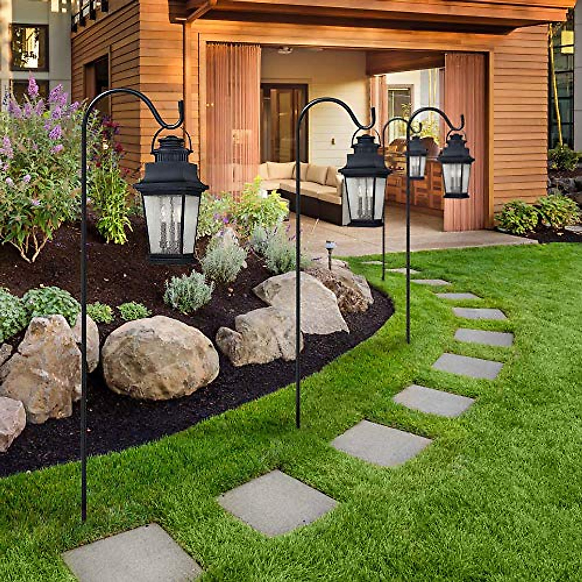 Sorbus® Shepherd's Hooks - Set of 4 Extendable Garden Planter Stakes for Bird Feeders, Outdoor Décor, Plants, Lights, Lanterns, Flower Baskets, and More! Heavy Duty - Up to 6.5 Lbs. (4 Pack)