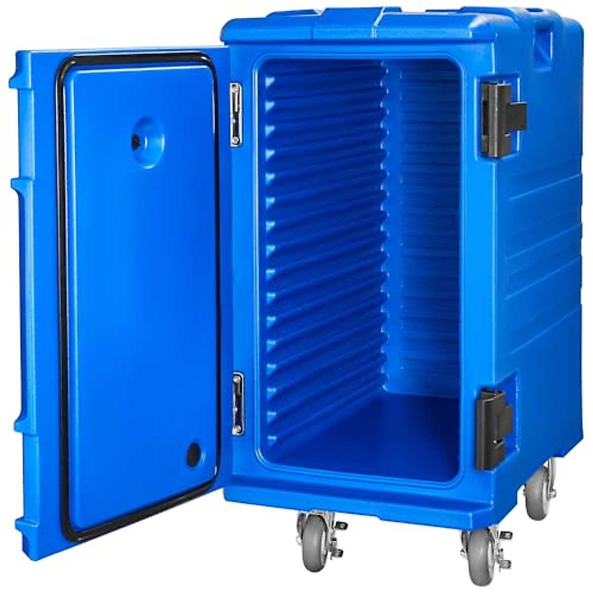 VEVOR Insulated Food Pan Carrier, 127 Qt Hot Box for Catering, LLDPE Food Box Carrier w/Double Buckles, Front Loading Food Warmer w/Handles, End Loader w/Wheels for Restaurant, Canteen, etc. Blue