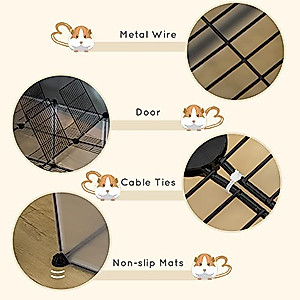PawHut 22 Panels Pet Playpen, Small Animal Playpen with Doors, Portable Metal Wire Yard Guinea Pig Pen for Chinchillas, 14" x 18"