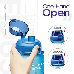 Fidus Large 1 Gallon/128oz Motivational Water Bottle with Time Marker & Straw,Leakproof Tritan BPA Free Water Jug,Ensure You Drink Enough Water Daily for Fitness,Gym and Outdoor Sports