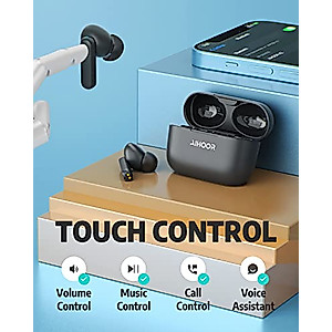 AIHOOR Wireless Earbuds for iOS & Android Phones, Bluetooth 5.3 in-Ear Headphones with Extra Bass, Built-in Mic, Touch Control, USB Charging Case, 30hr Battery Earphones, Waterproof for Sport