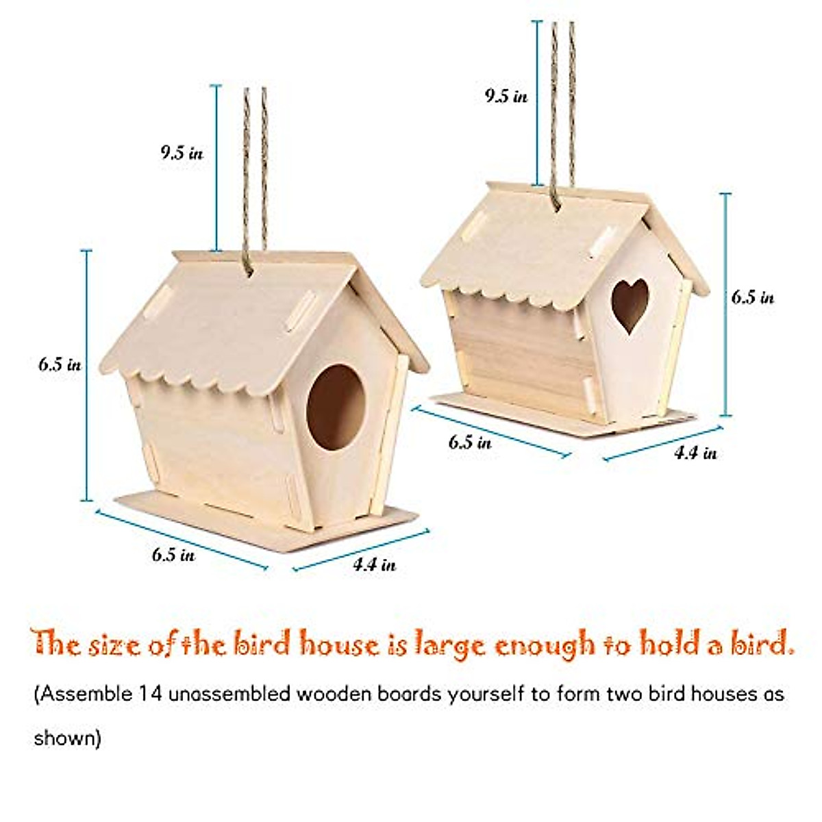 Boviagom DIY Bird House Kit for Kids, Crafts for Kids 2Pack， DIY Wooden Birdhouse Kit Arts and Crafts for Kids， Kids Arts and Crafts Ages 3-5, 4-8, 8-12