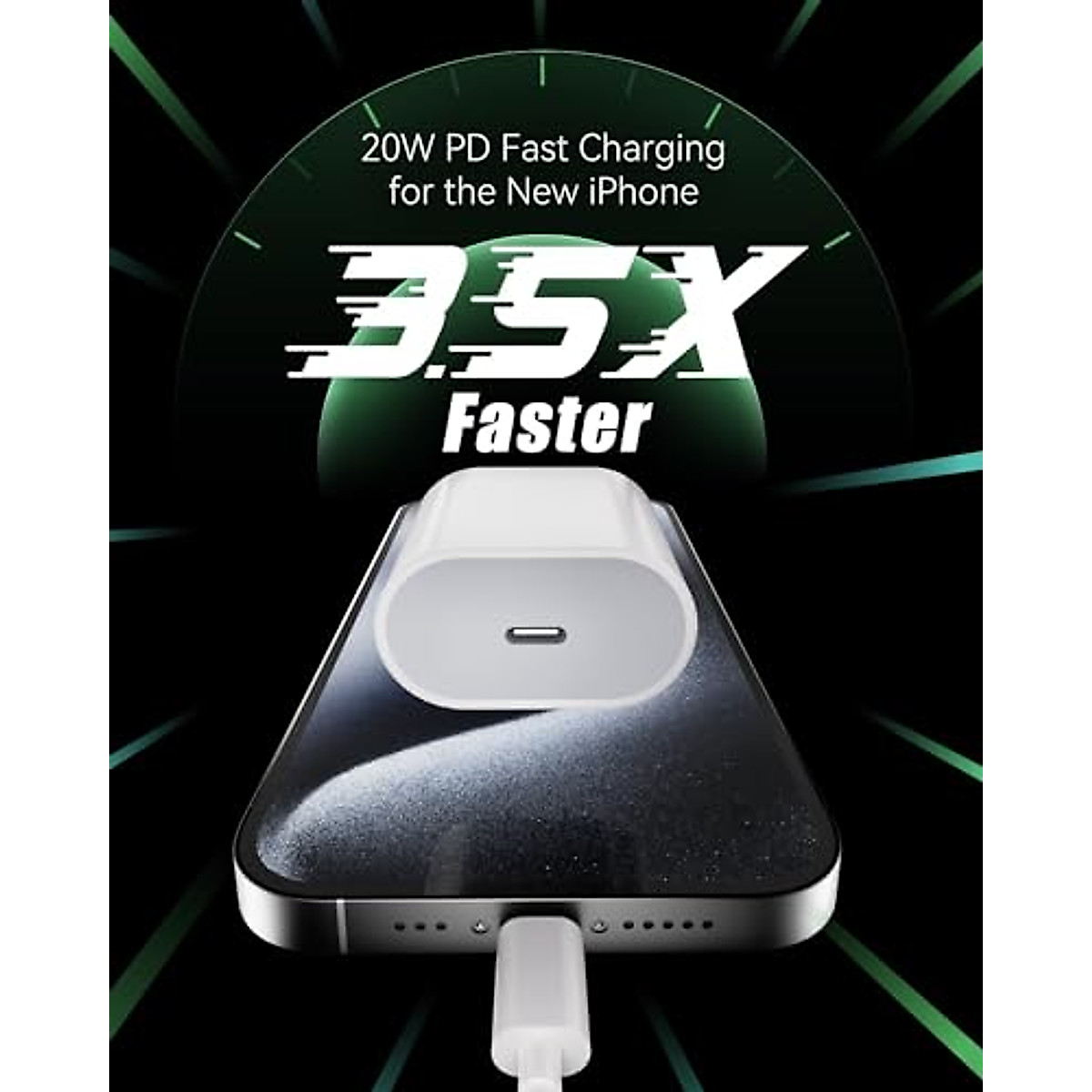 USB C Charger for iPhone 15, [MFi Certified] 20W PD Wall Charger Block with 6.6FT Long USB C to C Fast Charging Cord for iPhone 15/15 Pro Max/15 Pro/15 Plus, iPad Pro/Air/Mini, iPad 10th Generation