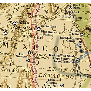 1881 Lonesome Dove/Comanche Moon Wars & Great Cattle Trails Map 2nd Ed. 26"W x 34" H