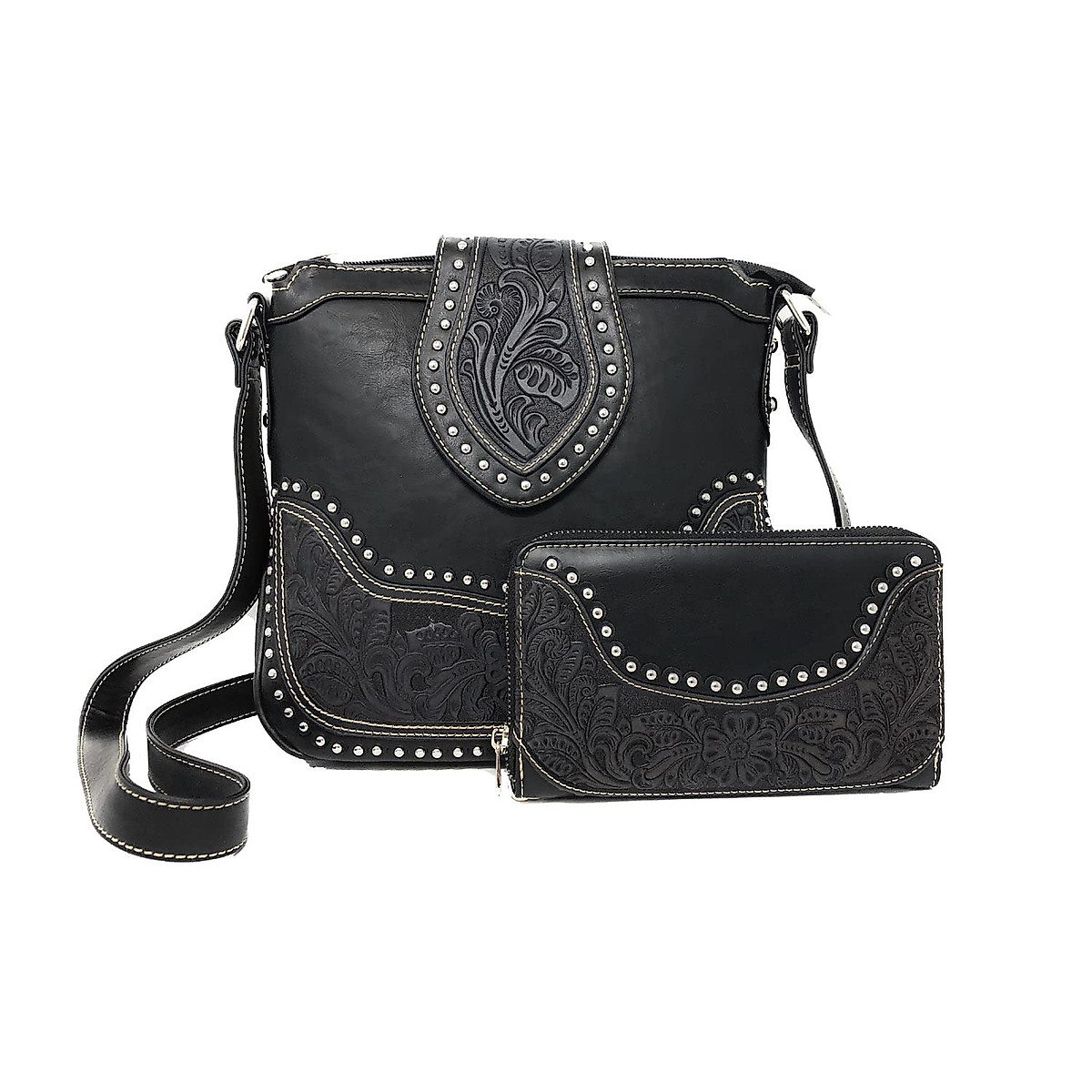 Montana West Women American Pride Flag Handbag Women Collection Concealed Carry Crossbody Handbag Leather Purse with Holster Red