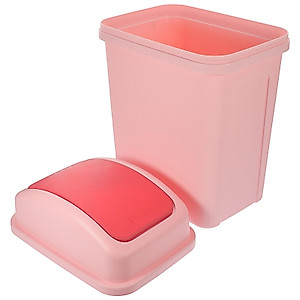 Cabilock Swing Lid Trash Can Round Garbage Bin Large Wastebasket Bucket Container for Bathrooms Powder Rooms Kitchens Office Pink