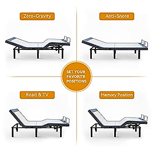 POMT Adjustable Bed Frame Queen Quick Assembly Adjustable Bed Base with Wireless Remote Independent Head and Foot Incline Dual USB Charging Ports Under Bed Nightlight Side