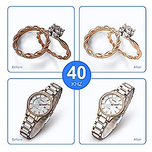 Jewelry Cleaner, Professional Ultrasonic Cleaner with Timer, Portable Household Jewelry Cleaning Machine for Eyeglasses, Rings, Razors, Coin, Earrings, Necklaces, Watches, Combs, Denture 750 mL