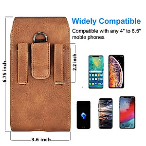 Takfox Phone Holster for Samsung Galaxy S25 Ultra S24 Plus S23 S22 S21 FE 5G S20 S10 A03s A16 A15 A14 A13 A35 A56 A51 A71 5G, Note 20 J7 J3 Leather Cell Phone Pouch Belt Holder Carrying Case,Brown