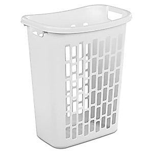 Sterilite Rectangular Open Laundry Hamper, Tall and Slim Plastic Hamper with Handles for Carrying Clothes to and from the Laundry Room, White, 6-Pack