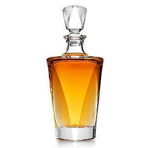 Glaver's Whiskey Decanter, Old Fasioned Twisted Decanter, Crystal Liquor Decanter,For Bourbon and Scotch. Holiday Gift for Men, Him, Dad | 25 OZ.