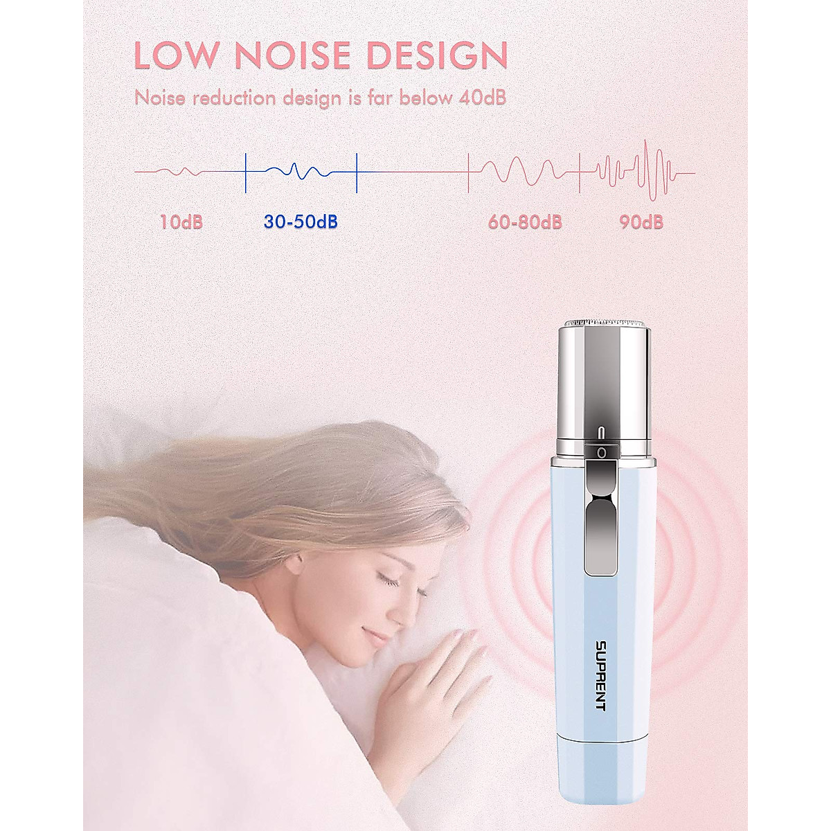 SUPRENT Nose and Ear Hair Trimmer, Wet & Dry Trimmer for Women, IPX7 Waterproof Design, Stainless Steel Rotation Blade, Portable Use