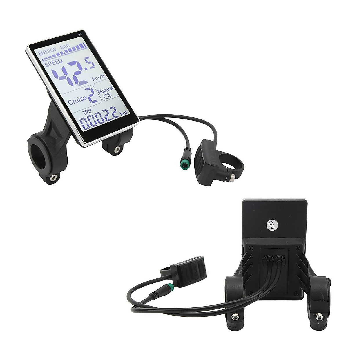 M5 Lcd Panel Screen, EBike LCD Display, Electric Bike LCD Meter 5 Pin 24V 36V 48V 60V Universal E Scooter M5 LCD Panel Screen for 31.8 22.2mm Electric Bikes