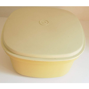 Tupperware Microwave Three Piece Vintage Square Rice Vegetable Steamer Almond and Gold