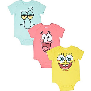 Nickelodeon SpongeBob SquarePants Patrick Squidward Baby Boys 3 Pack Bodysuit Spongebob 0-3 Months