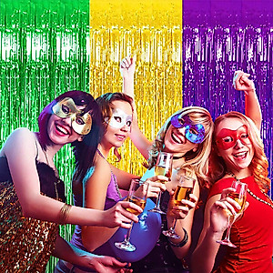 Mardi Gras Decorations Fat Tuesday Decorations Mardi Gras Party Decorations Mardi Gras Decor Mardi Gras Party Backdrop Purple Green Gold Foil Fringe Curtains Mardi Gras Party Supplies by HappyField