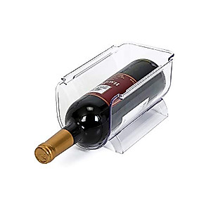 Smart Design Refrigerator Bottle Holder with Handle - Holds 750 mL - BPA Free Plastic - for Shakers, Stainless Steel, Wine - Kitchen - 8 x 4.15 Inch - Clear