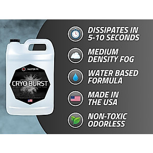 Cryo Burst - Extra Quick Dissipating Water-Based Fog Fluid - CO2 Blast Effect for LED Upshot Foggers - 1 Gallon