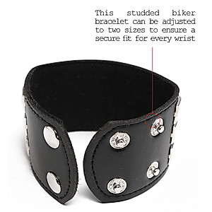 Skeleteen Punk Leather Stud Bracelet - Leather Cuff Biker Bracelet with Studs for Men, Women and Kids