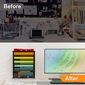 Kuntine.B 7-Tier Hanging File Organizer Vertical Wall File Organizer Wall File Holder, Mesh Magazine Rack Mail Document Organizer for Office School Home (Black, 1 Pack)