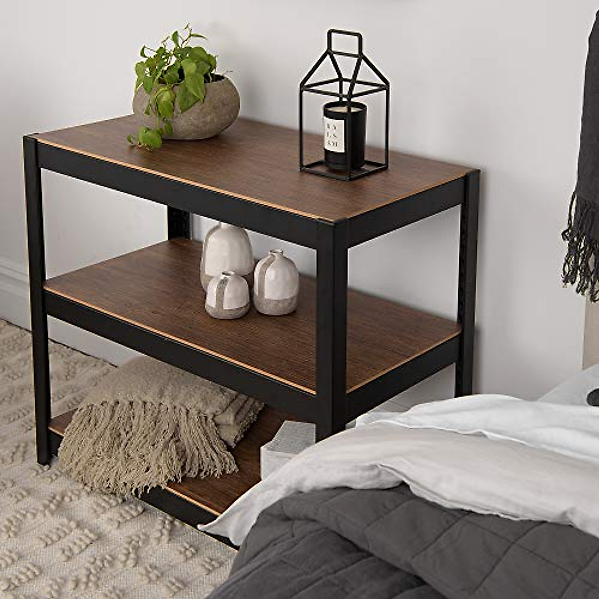 KEPSUUL Black 3 Tier Customizable Storage Shelving Unit Heavy Duty Modular Metal Organizing Utility Rack Shelves for Garage, Kitchen, Pantry, Office, Closet, Bedroom 32.1" W X 16.4" D X 29.75" H