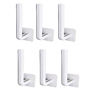 6Pcs Utility Hooks, Adhesive Hooks, Multi-Purpose Wall-Mounted Hooks, Bathroom Towel Hooks, Toilet Paper Towel Hooks, Hooks for Kitchen, Bedroom, and Living Room