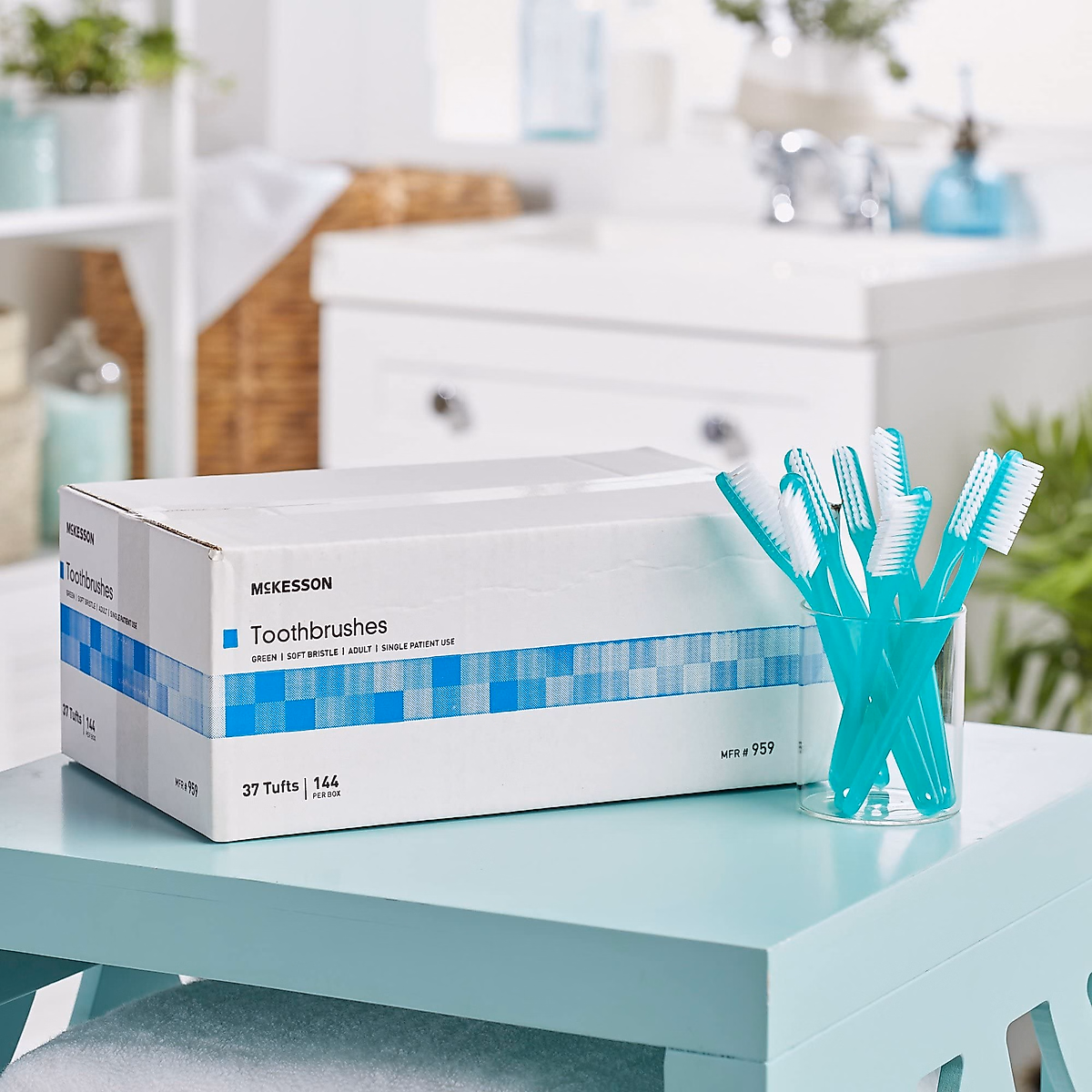 McKesson Toothbrush, Soft Bristle, Single Use/Disposable, Green, 144 Count, 1 Pack