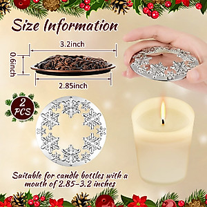 Moxweyeni 2 Pieces Candle Toppers to Burn Evenly Scented Jar Candles Cover 2.85 Inch Leaf Pine Candle Topper Lids Jar Candle Accessories Sleeves Gifts for Christmas Candles Party Favor(Chic Style)