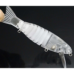 5 PCS Unpainted Lure Blanks 15.35g 10.6cm 8 Jointed Fishing Lure with Free 5mm Eye Crankbait Simulation Blank Body Clear Hard Baits Trout Salmon Minnow Lure Popper Lures Topwater Freshwater JXS2
