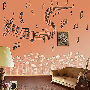Music Wall Art, Notes Notation Sticker Decals, Home Removable Vinyl Mural Decor Gift for DIY Classroom Living Room Bedroom Kids Music Studio Decoration
