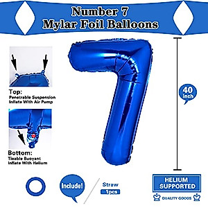 Giant,40inch Dark Blue 7 Balloon Number 40 Inch Navy BLUE Number 7 Balloon for 7th Jungle Party Decorations | Number 7 Balloons For Birthdays | 7th Birthday Balloons for Boys, 7th Birthday Party