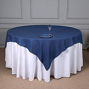 Tableclothsfactory 85" x 85" Dark Blue Faux Denim Polyester Table Overlays Square Tablecloth Cover for Wedding Party Event Banquet
