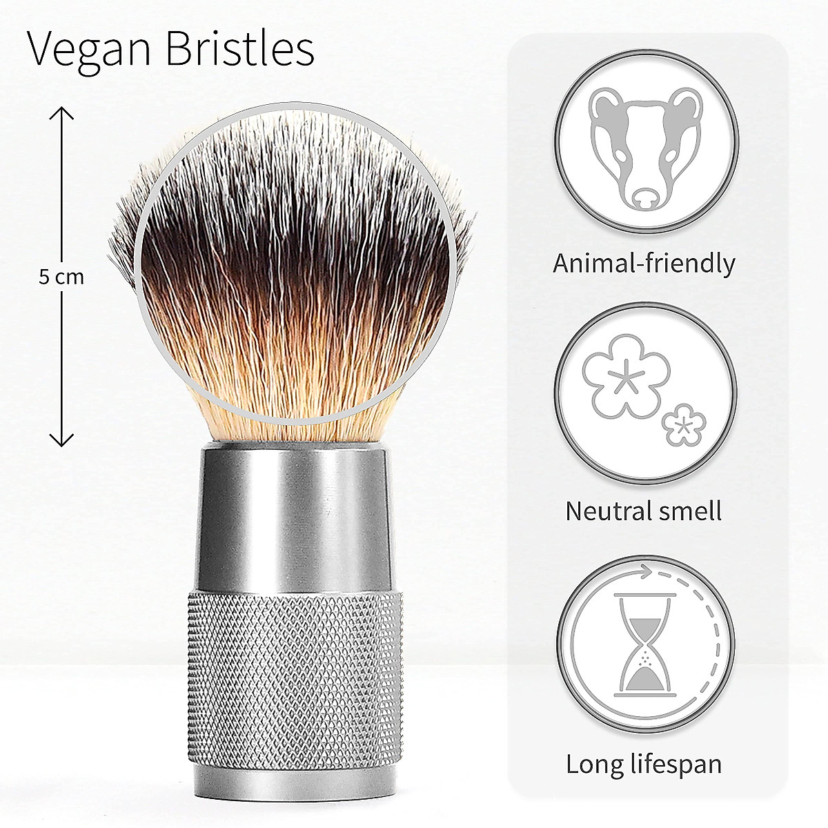 Bambaw - Shaving Brush Vegan | Silver | Ingrown Hair and Razor Bumps Treatment| Durable Shaving Brush Metal Handle| Shaving Brushes for Men and Women | Waste Free Synthetic Hair Brush