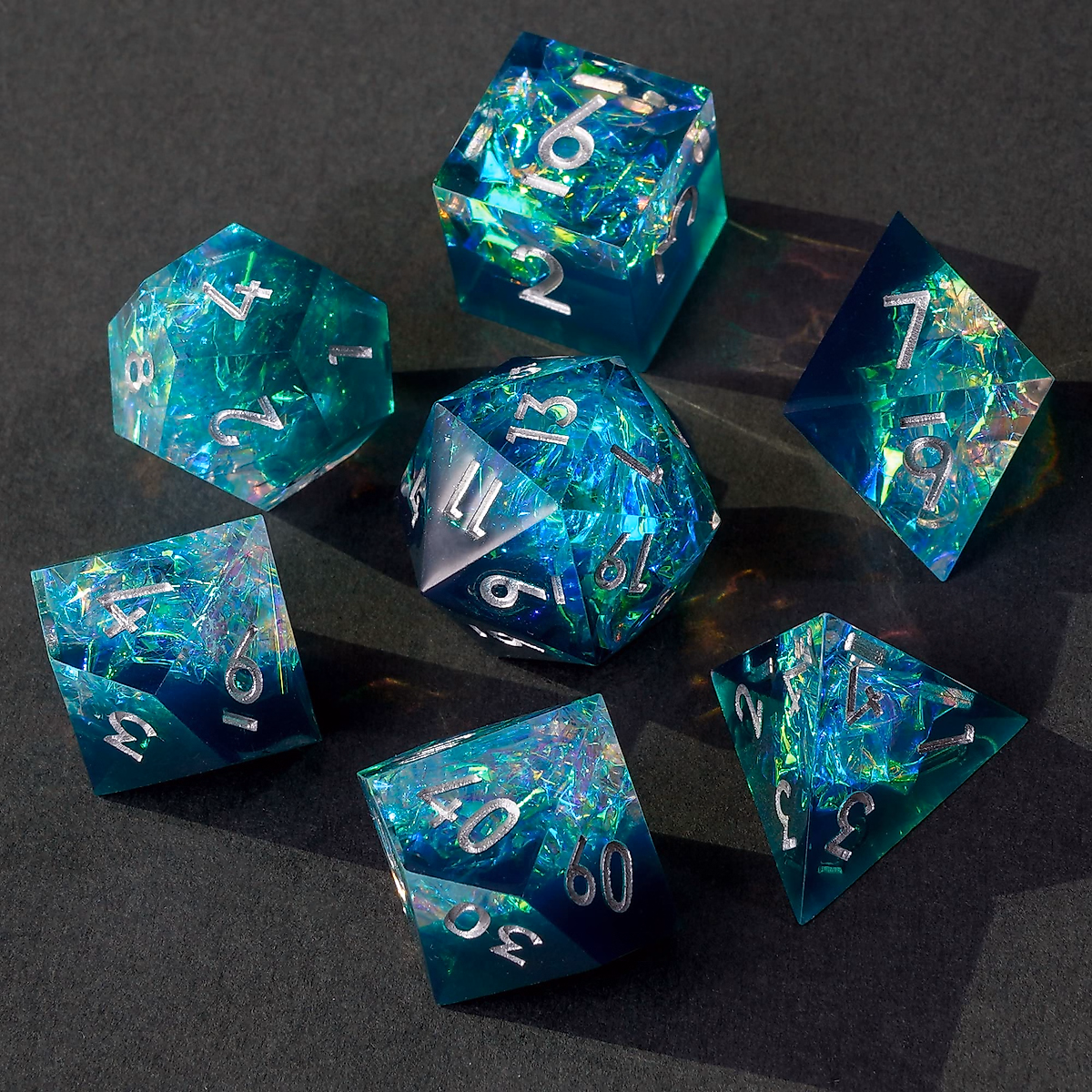 DND Dice Set Dungeon and Dragons Sharp Edge Dice Handmade Resin Polyhedral Dice RPG D20 Role Playing Gaming Dice for Party Games… (Style 5)